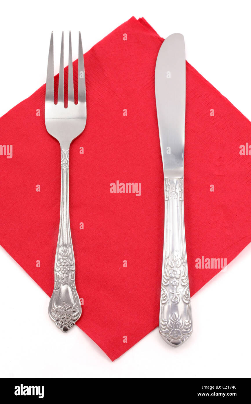 napkin and fork with white background Stock Photo - Alamy
