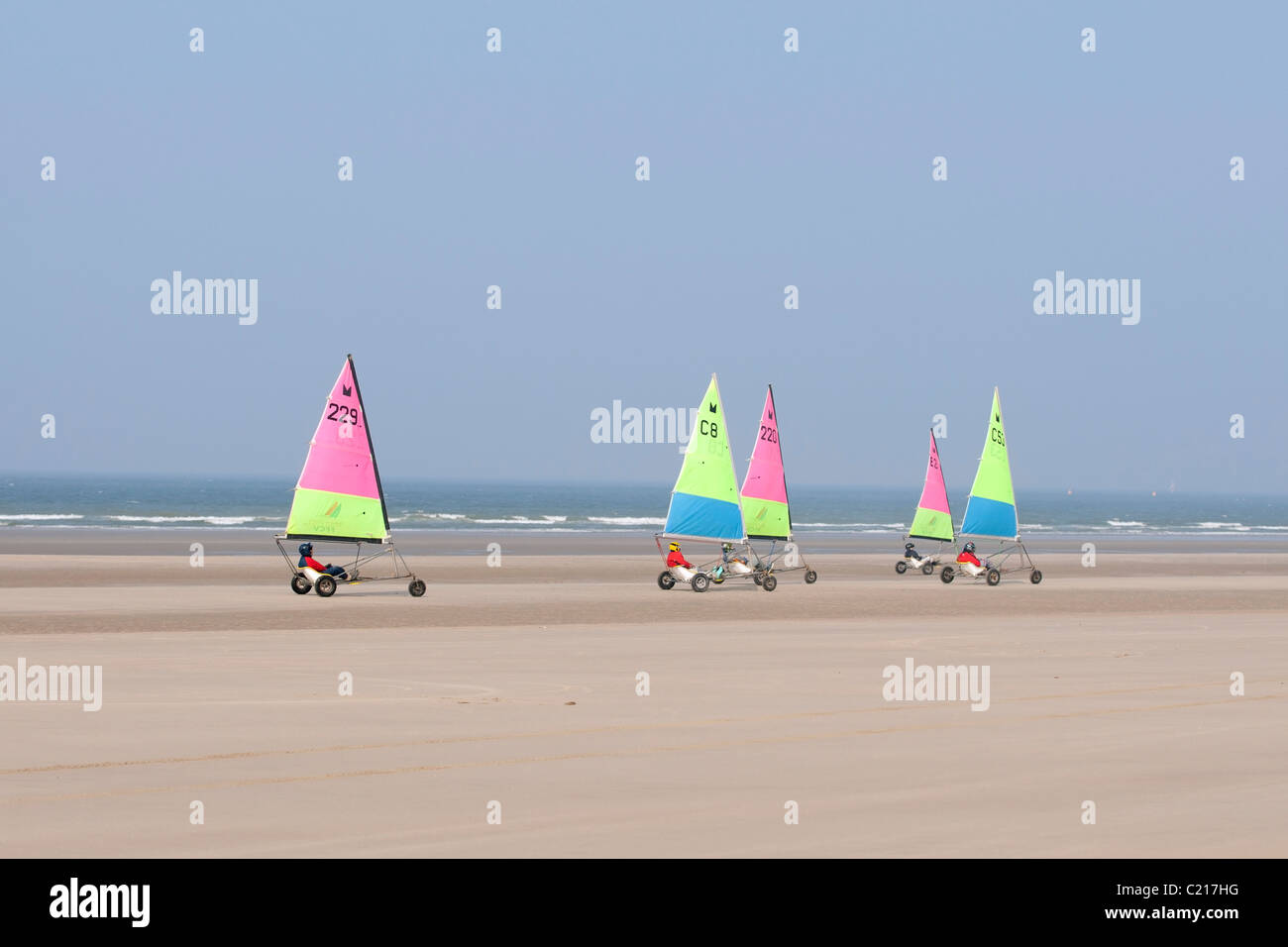 Learning land sailing on the beach in Gravelines, France Stock Photo ...