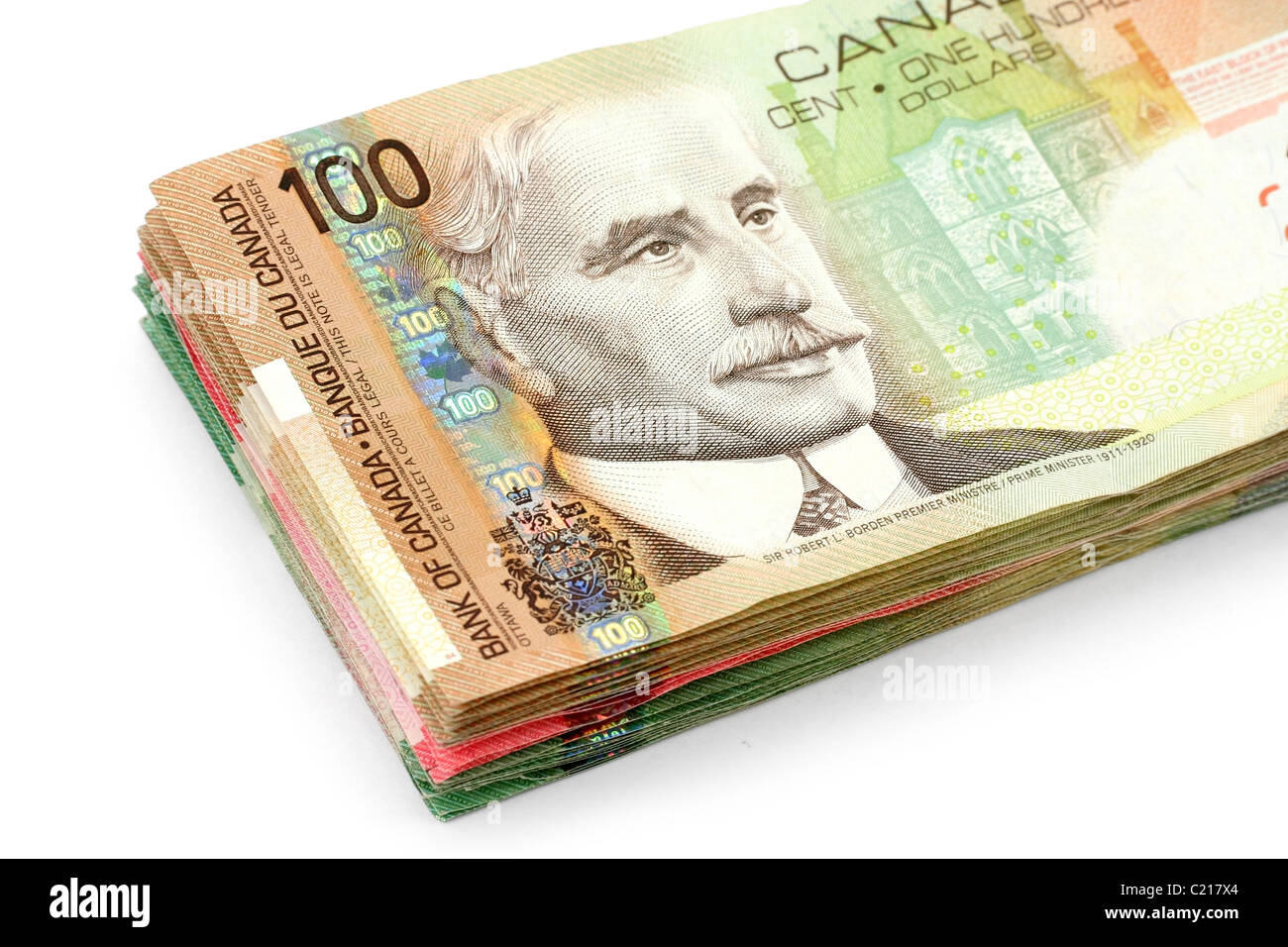 canadian dollars with white background, business concept Stock Photo ...