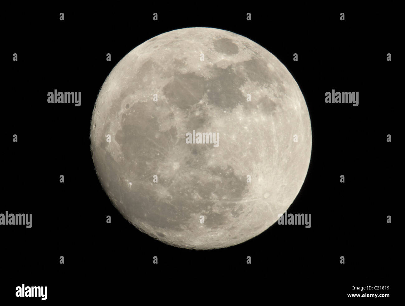 almost full perigee supermoon rises over the UK, 18th March 2011. Note ...