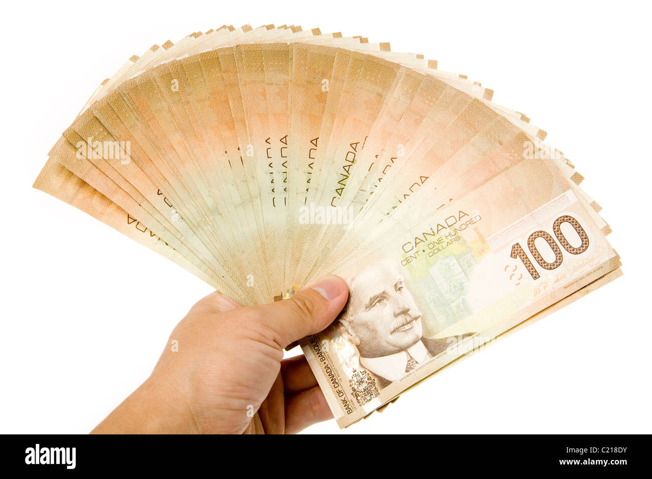 Canadian Dollars close up for background Stock Photo - Alamy