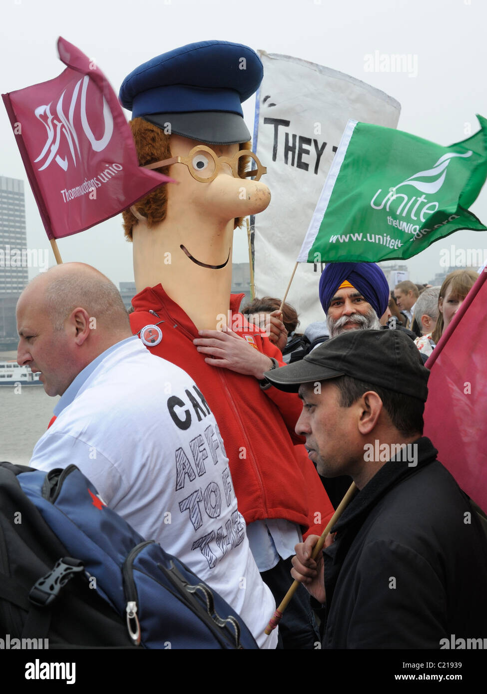 Post office workers and Postman Pat at TUC Anti-Spending Cuts March ...