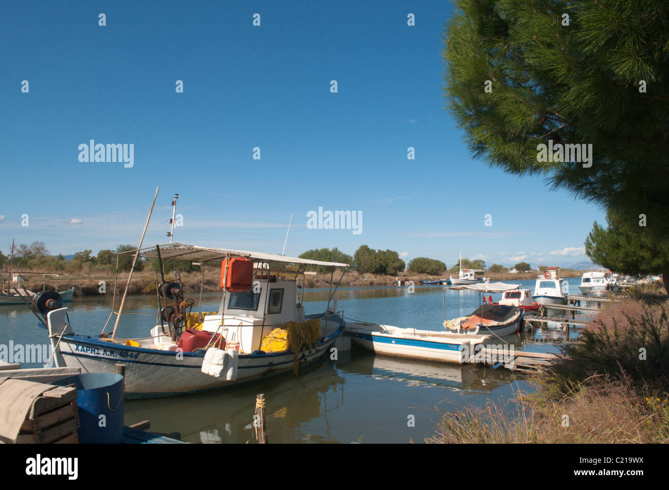 Corfu, Greece. October. near the mouth of the river at Bouka. The river ...