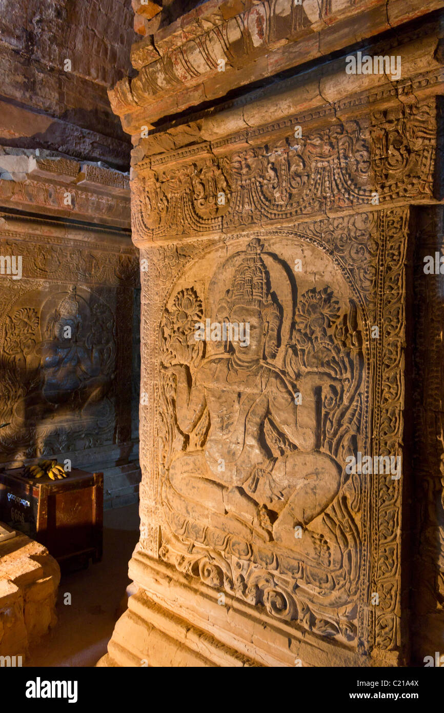 bas relief sculpture of Shiva, Nanpaya temple, Bagan, Burma Myanmar ...