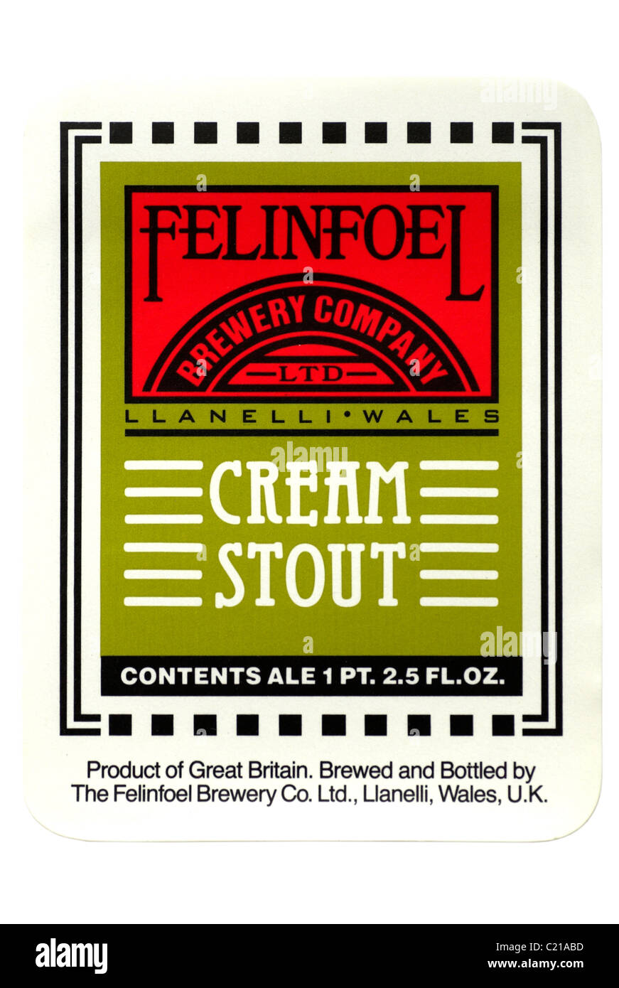Felinfoel Cream Stout Ale bottle label - date unknown Stock Photo - Alamy