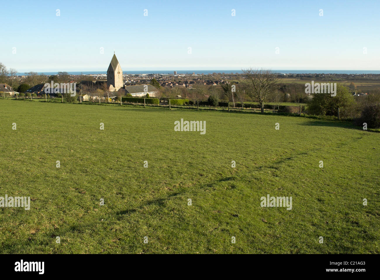 The Anglo-Saxon church of St Mary, Sompting, Sussex, nestling on the ...