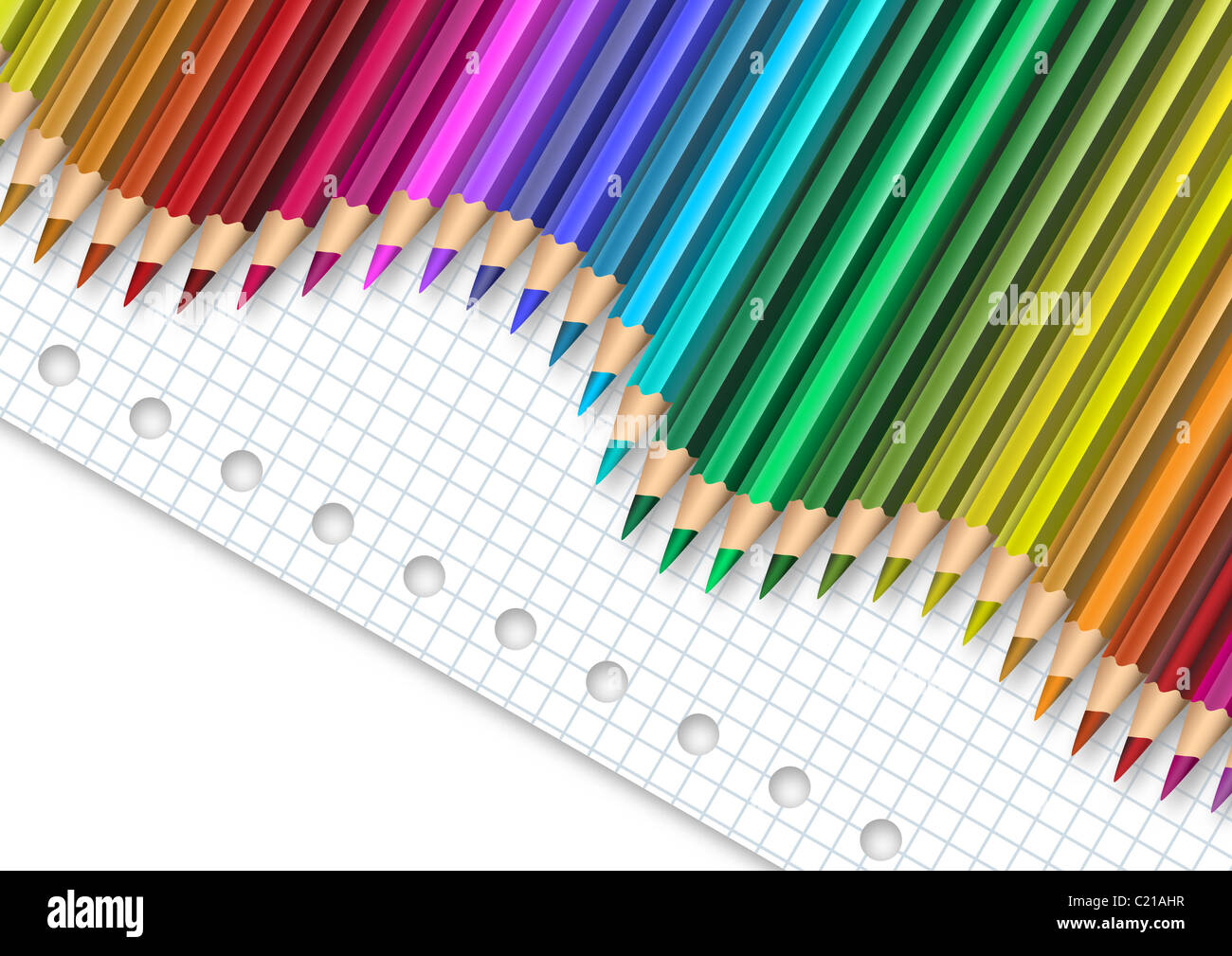 Colored pencil on squared paper Stock Photo - Alamy