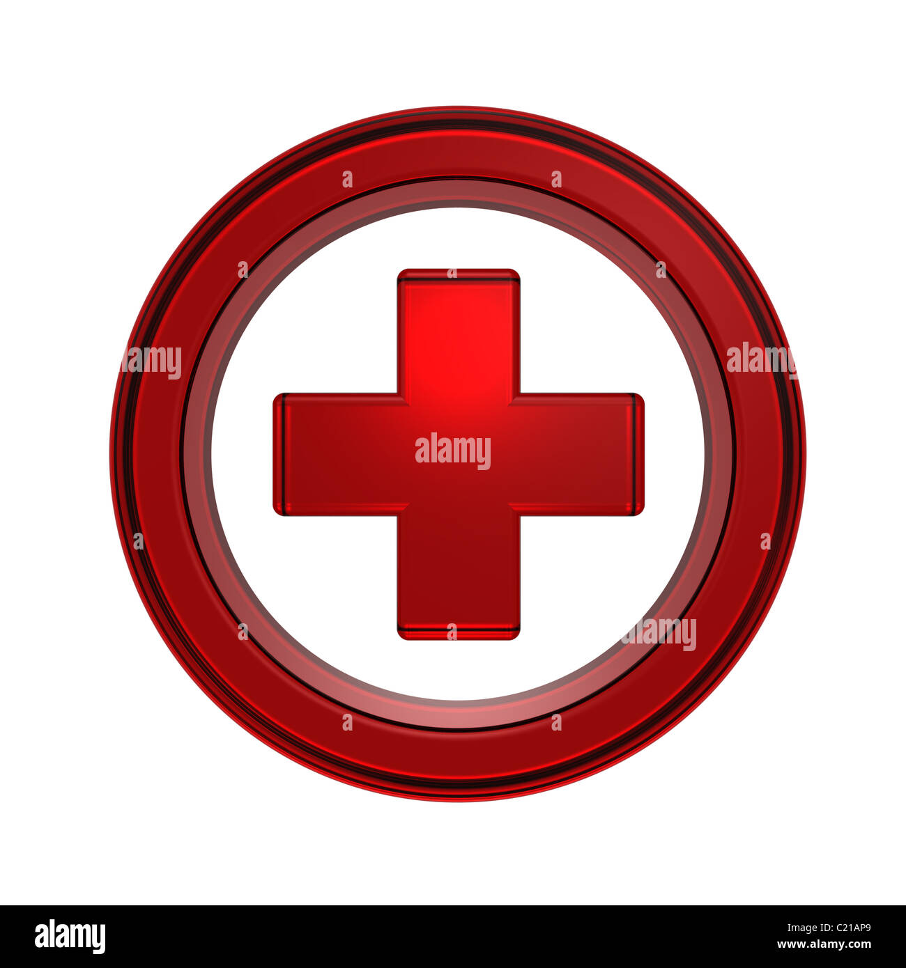 Red cross in the circle isolated on white Stock Photo - Alamy