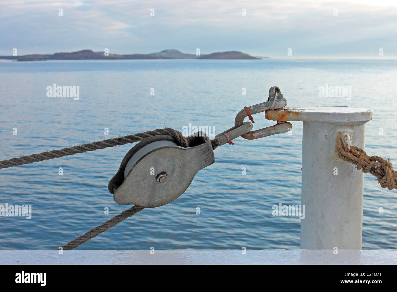 Lifeboat pulley block on the Kennacraig to Port Askaig ferry Stock ...