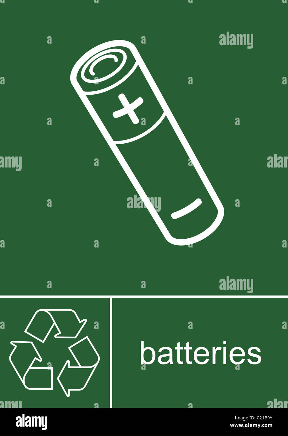 Recycling Sign Batteries Stock Photo - Alamy