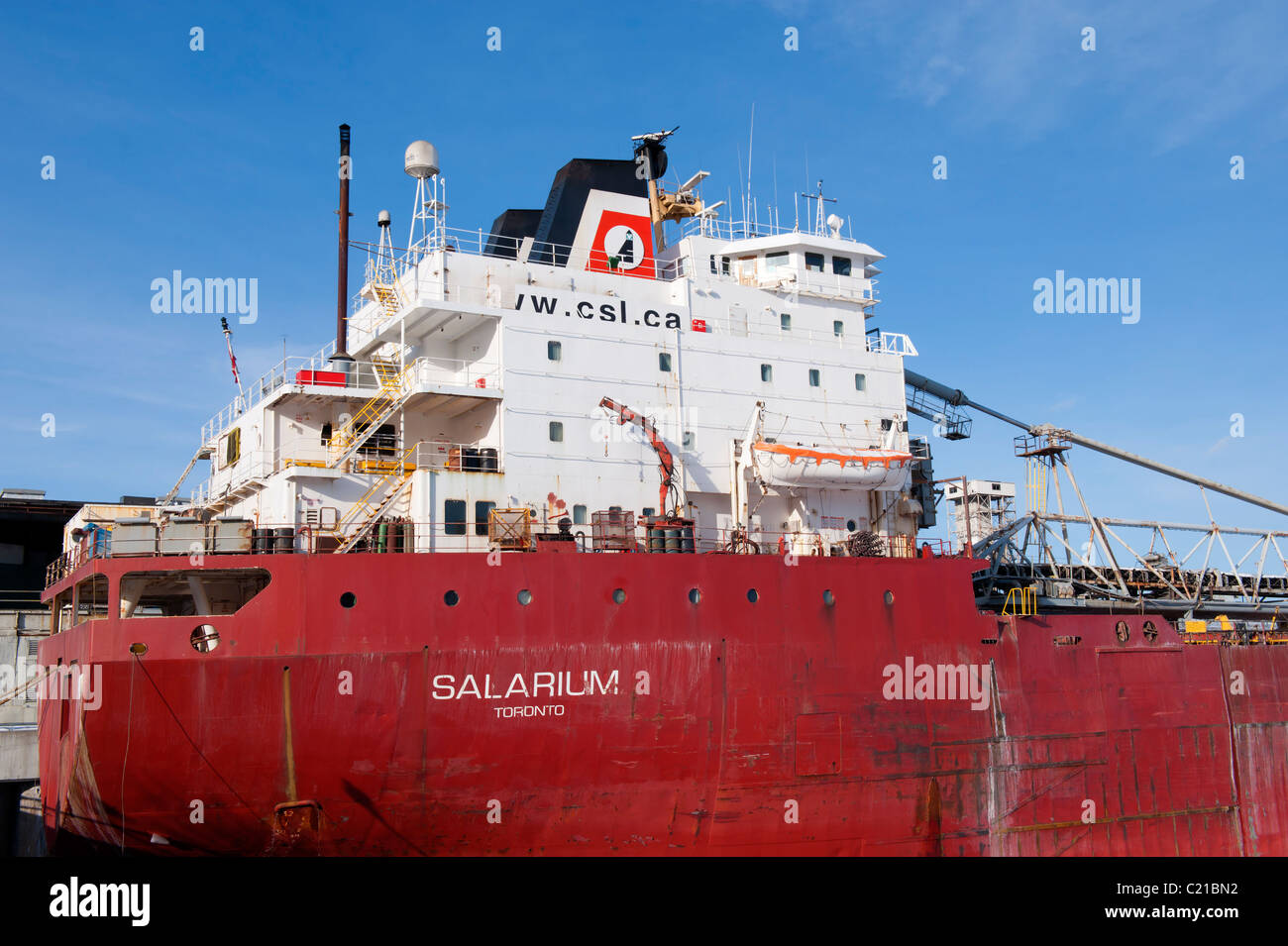 Cargo ship Salarium, anchored in the port of Montreal, Quebec, Canada ...
