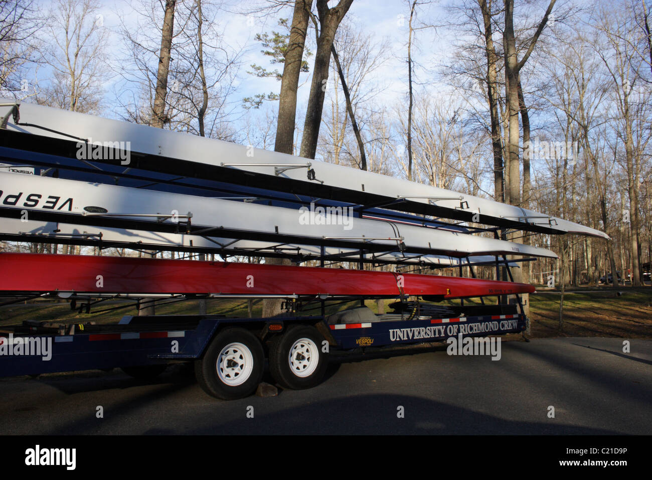 Racing shells on trailor for university rowing Stock Photo - Alamy