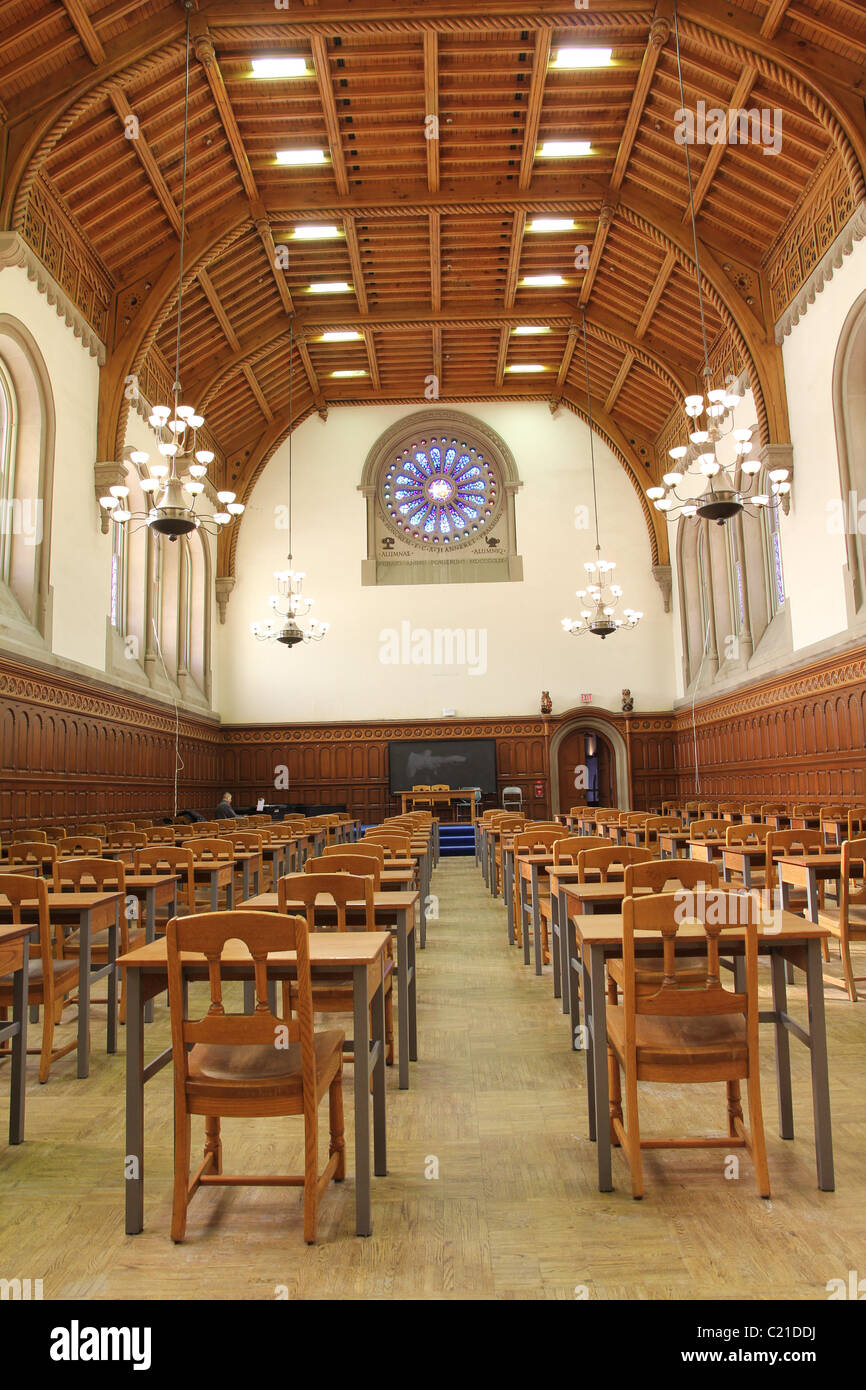 College lecture hall with oak hammerbeam ceiling Stock Photo - Alamy