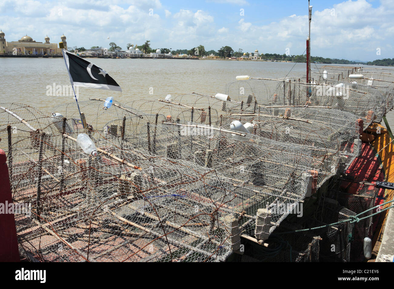 Crab traps on fishing boat in Terengganu, Malaysia Stock Photo - Alamy