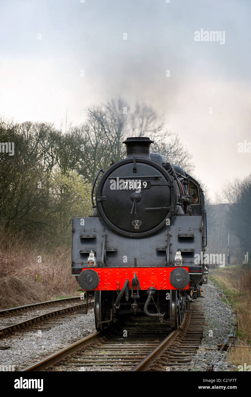 Standard Class 5 steam locomotive approaches Ramsbottom Station in ...