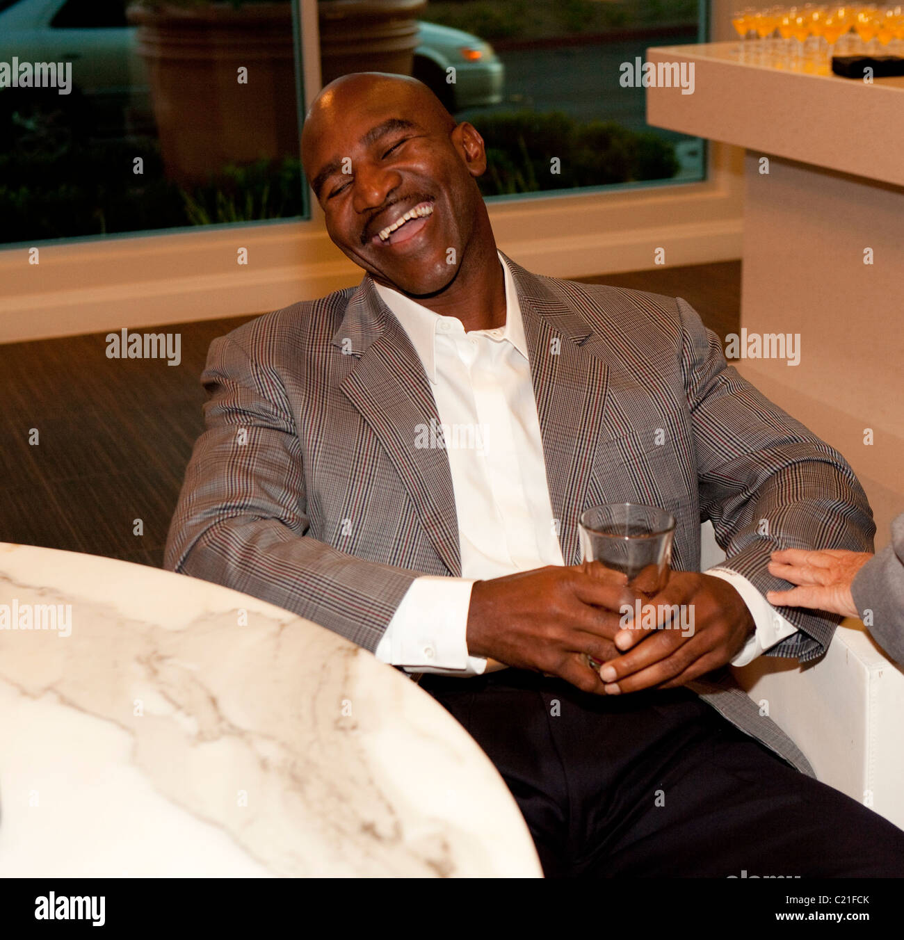 Evander Holyfield at the unveiling of his fine art collection at Spa ...