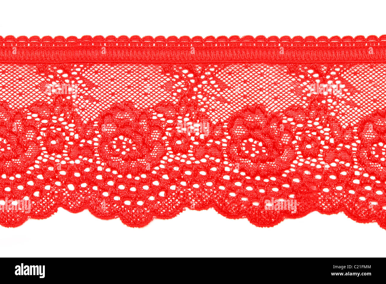red lace with pattern in the manner of flower on white background Stock ...
