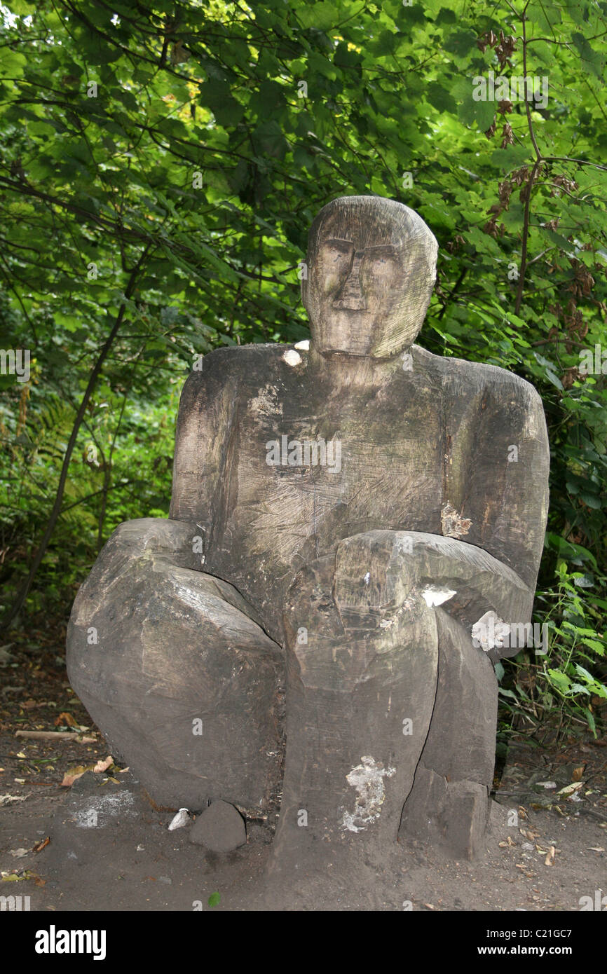 Wooden Carved Figure Taken At Eastham Country Park, Wirral, Merseyside ...