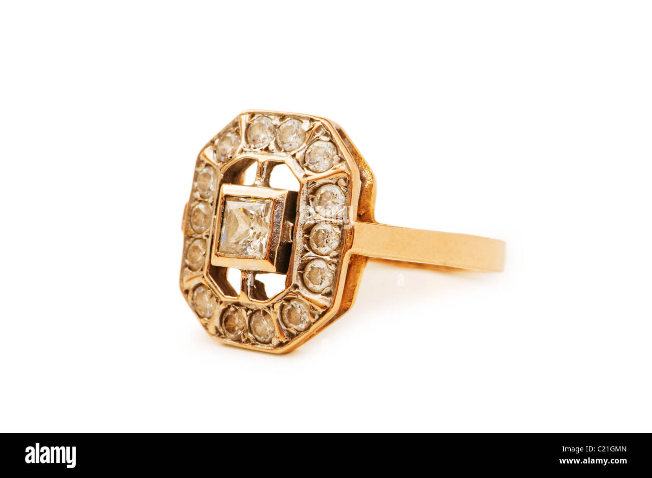 Golden ring isolated on the white background Stock Photo - Alamy