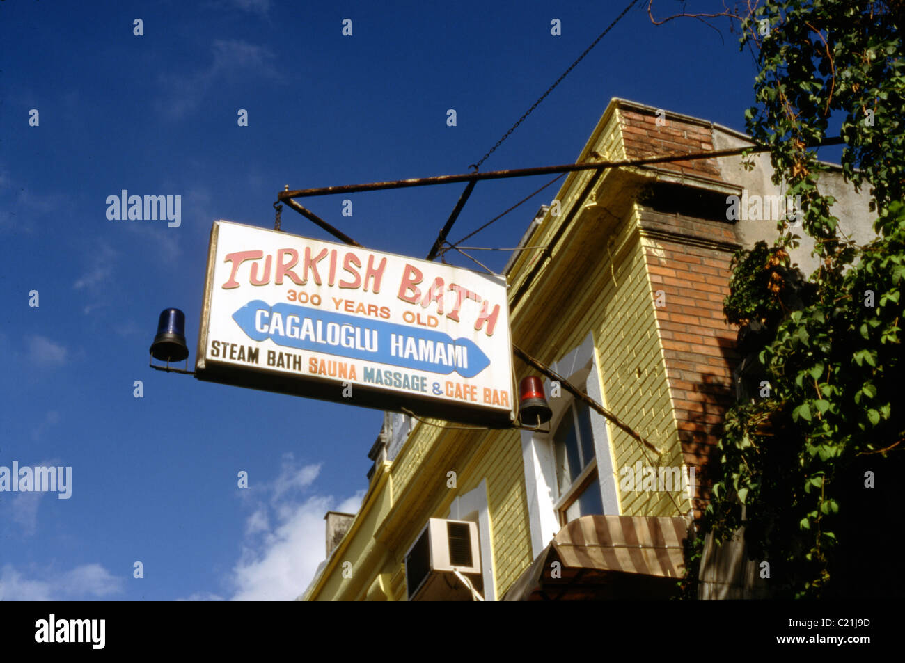 Turkey, Istanbul. Sign on building for ancient (300 year old) Turkish ...
