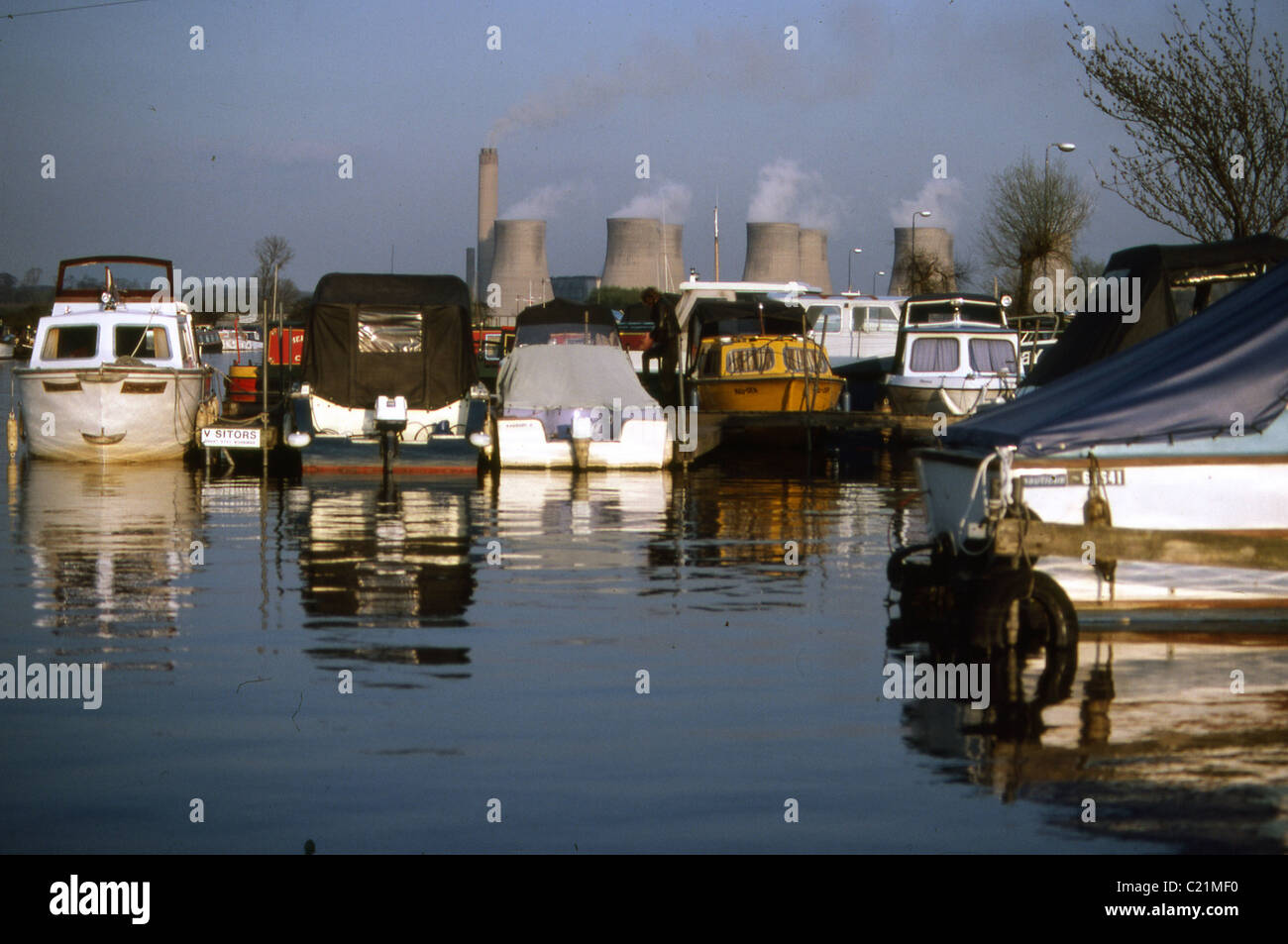 View of motor cruisers moored at Sawley Cut, Trent navigation ...