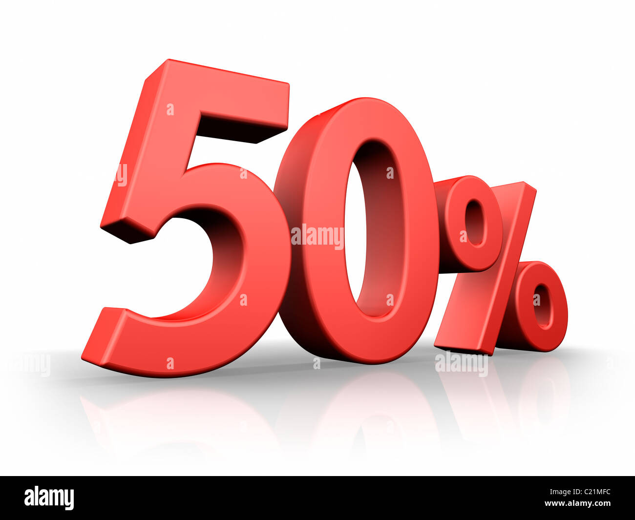 Red fifty percent, isolated on white background. 50 Stock Photo - Alamy