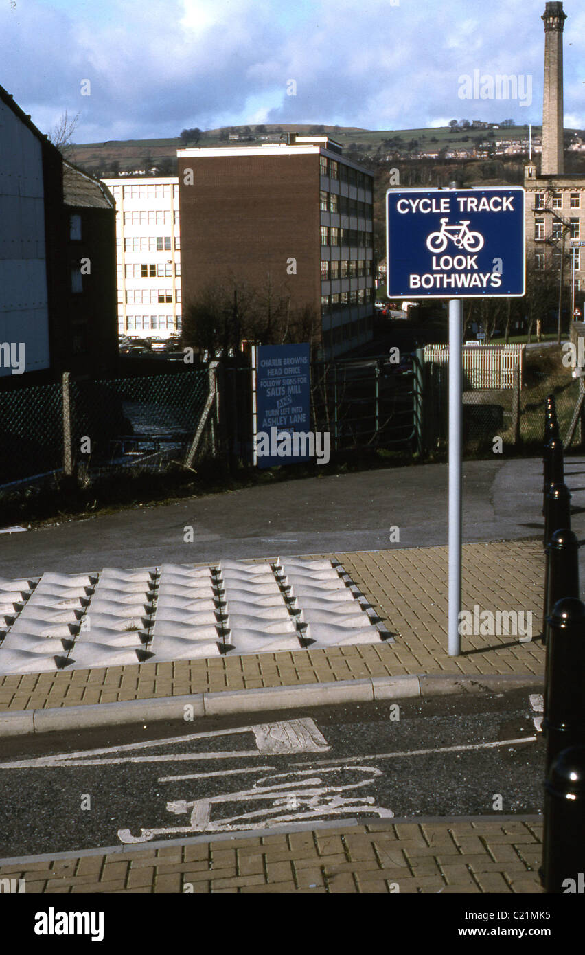 Cycle track sign at a junction with Victoria Street, Shipley, West ...