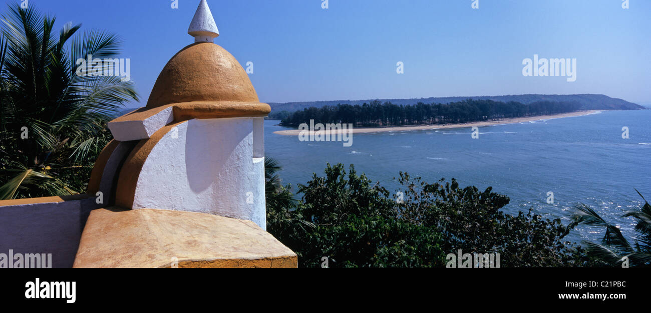 tiracol portuguese fort overlooking estuary goa india Stock Photo - Alamy