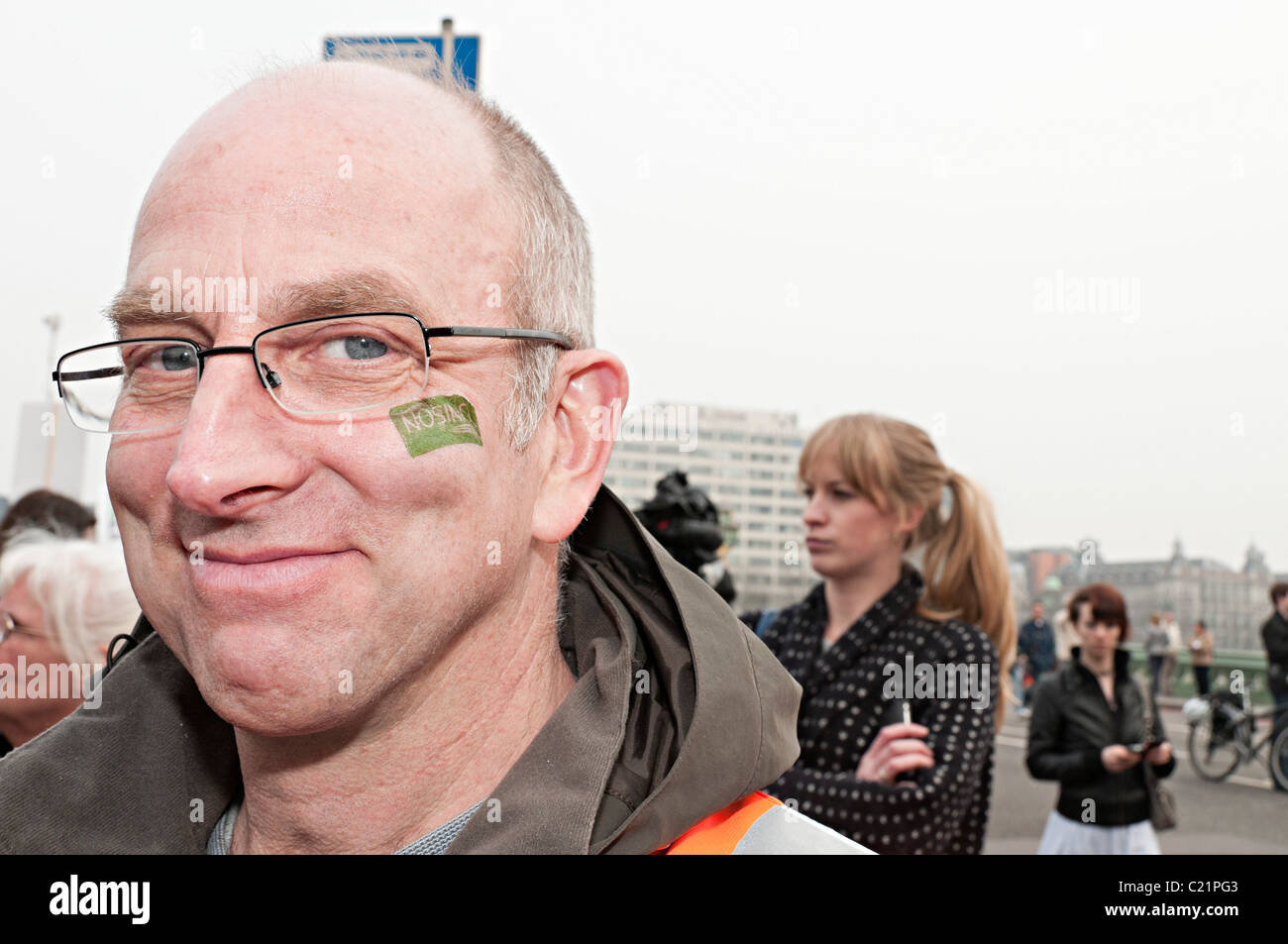 tuc march for change london 26th march 2011 a unison tuc steward with a ...
