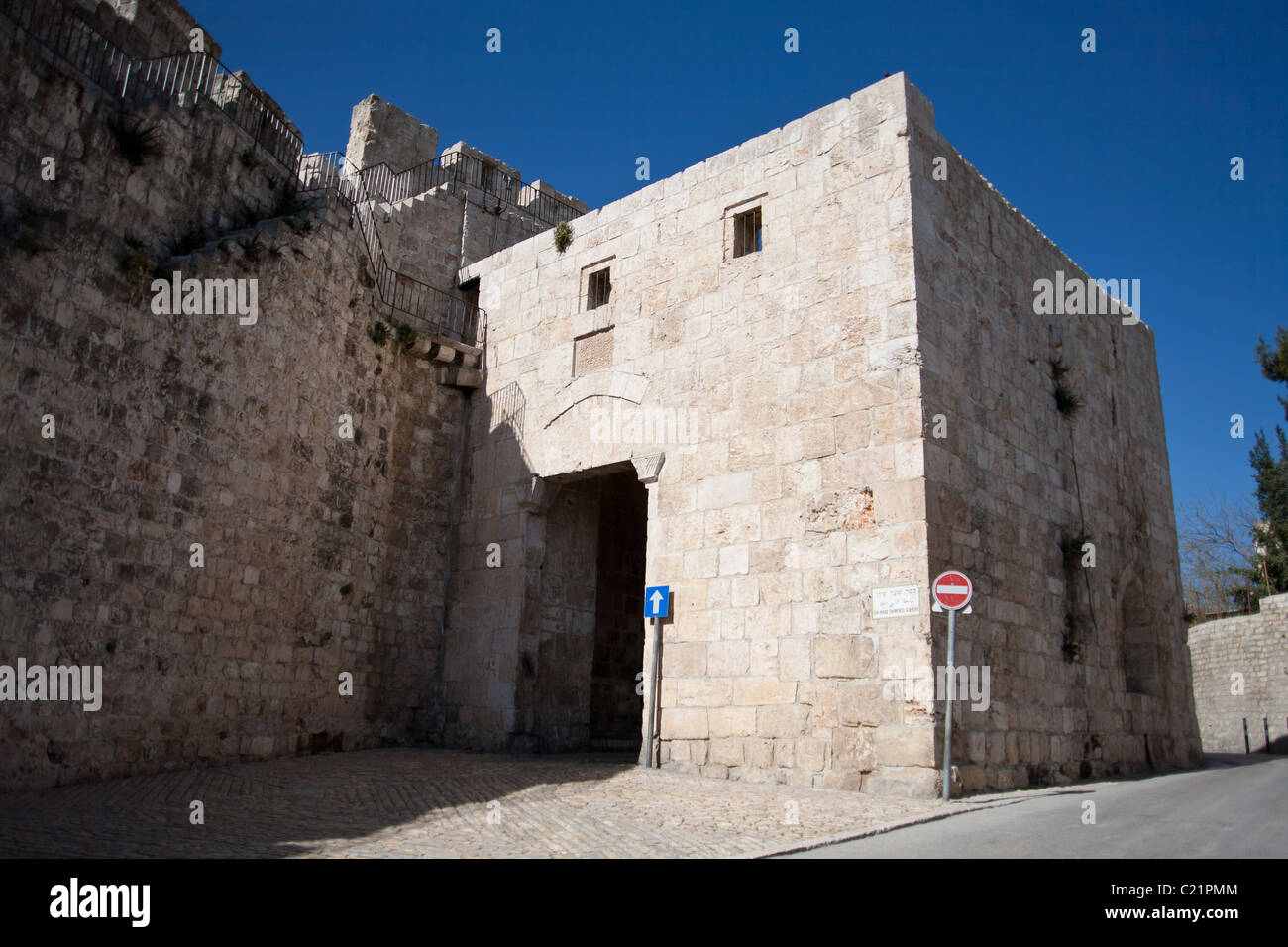 The Zion Gate in the Old City ramparts through which the IDF broke into ...