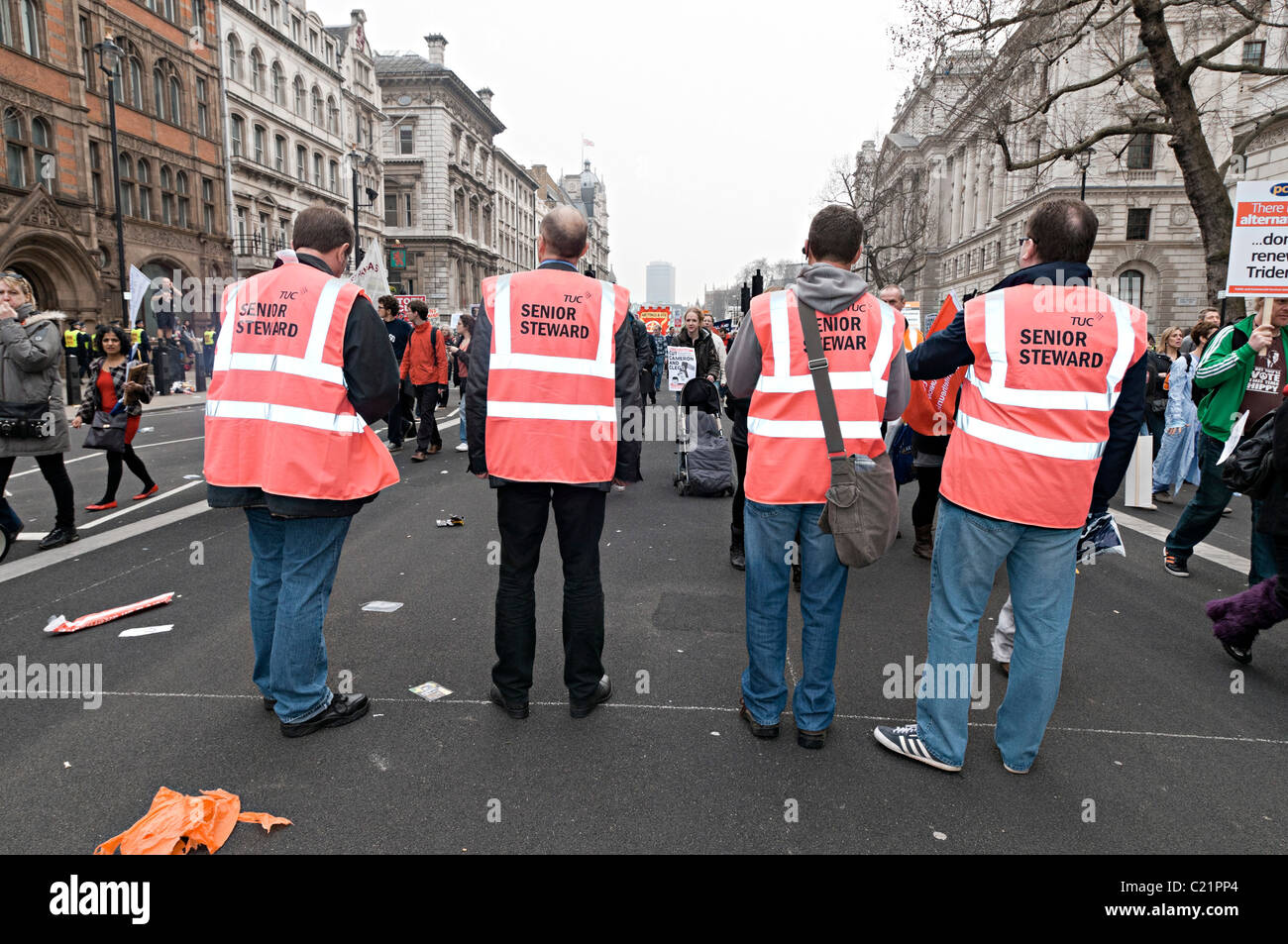 tuc march for change london 26th march 2011 tuc stewards in orange ...