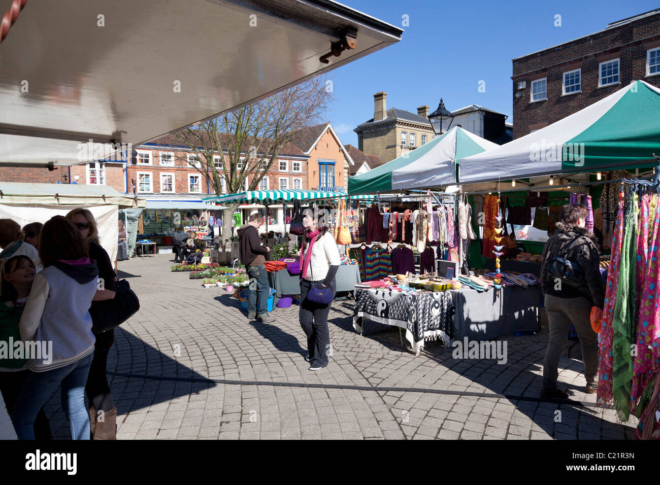 market stalls in town square Stock Photo - Alamy