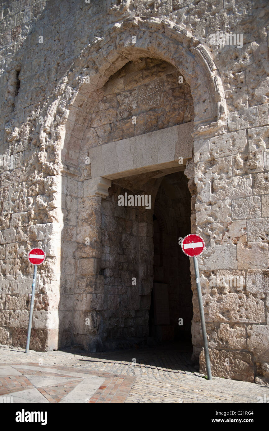 The Zion Gate in the Old City ramparts through which the IDF broke into ...