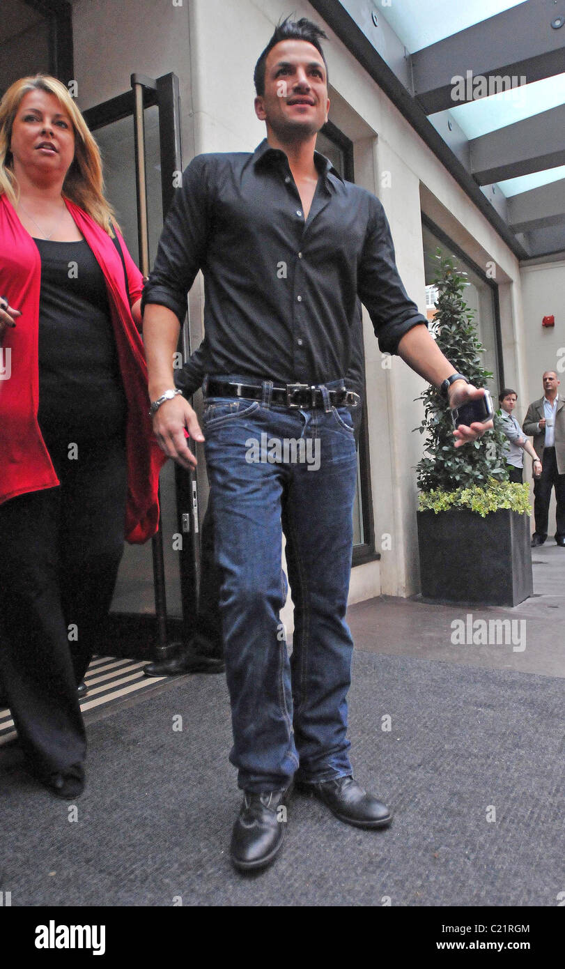 Peter Andre leaves his hotel with his manager Claire London, England ...