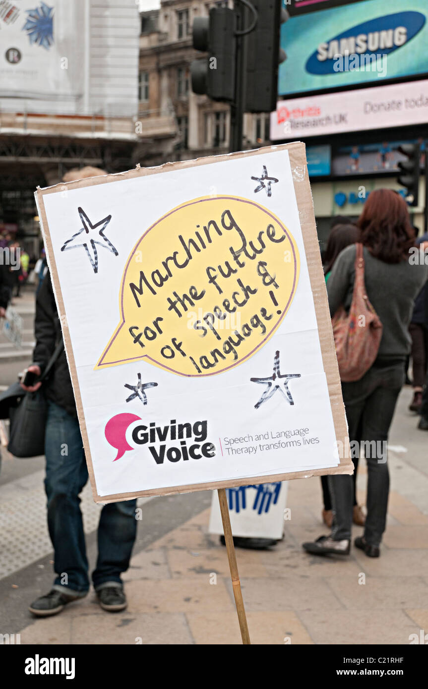 tuc march for change london 26th march 2011 placard giving voice Stock ...
