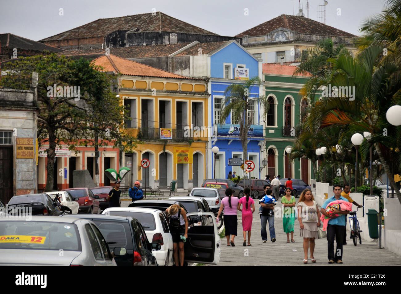 Buildings and people at waterfront, Paranagua, Parana, Brazil Stock ...