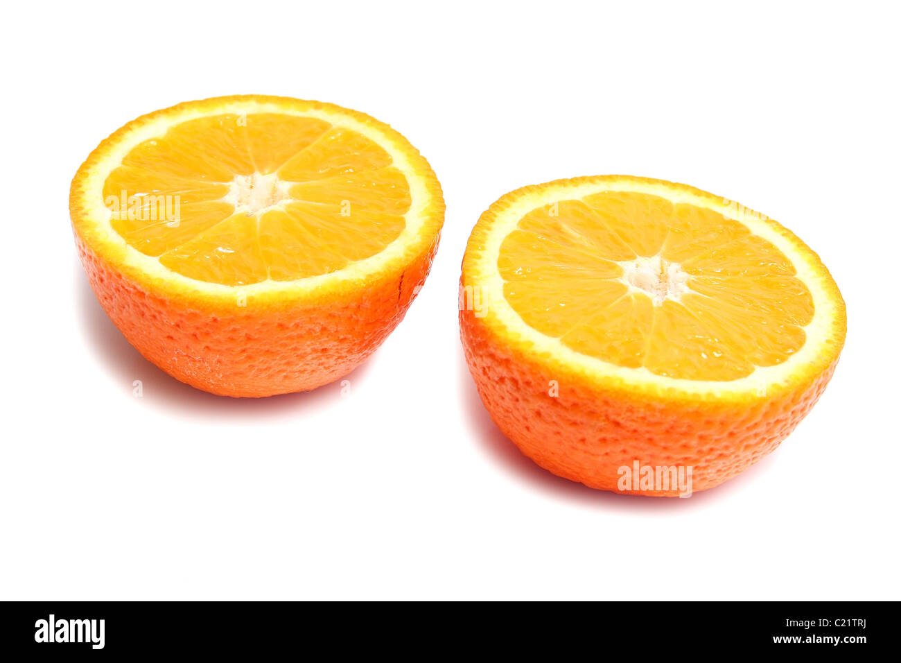 ripe orange section isolated on white background Stock Photo - Alamy