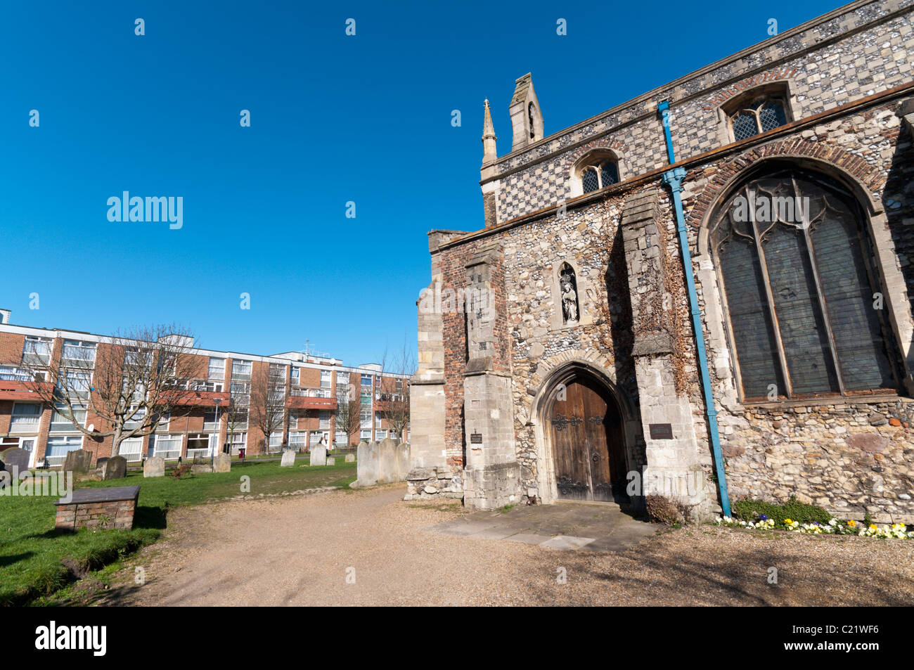 All Saints church in the middle of Hillington Square housing estate in ...