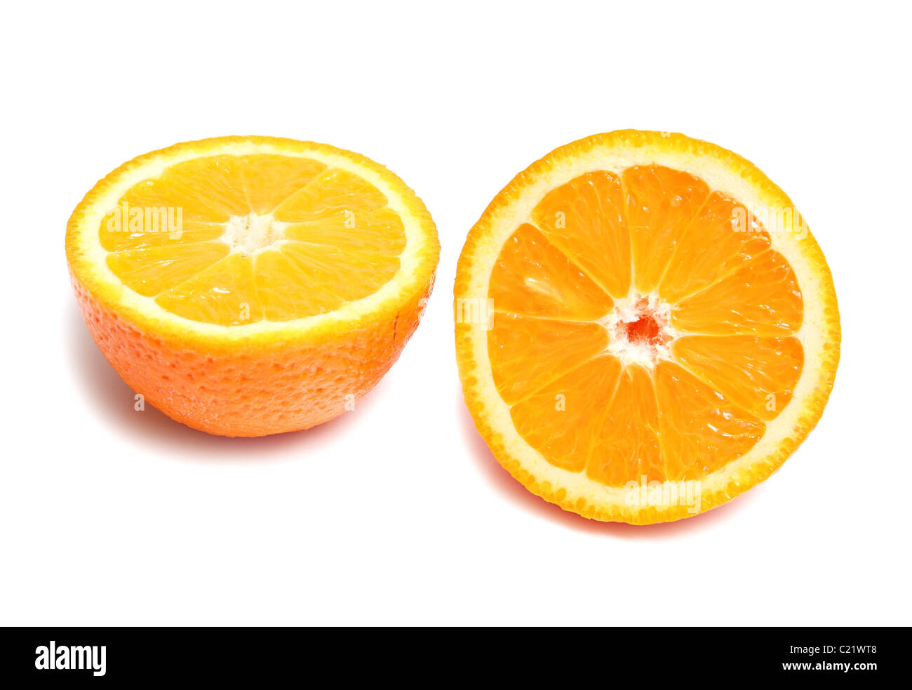 ripe orange section isolated on white background Stock Photo - Alamy