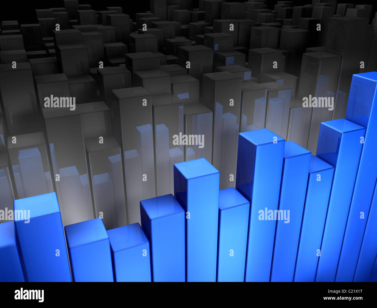 Blue chart in front, a lot of dark chart in background Stock Photo - Alamy