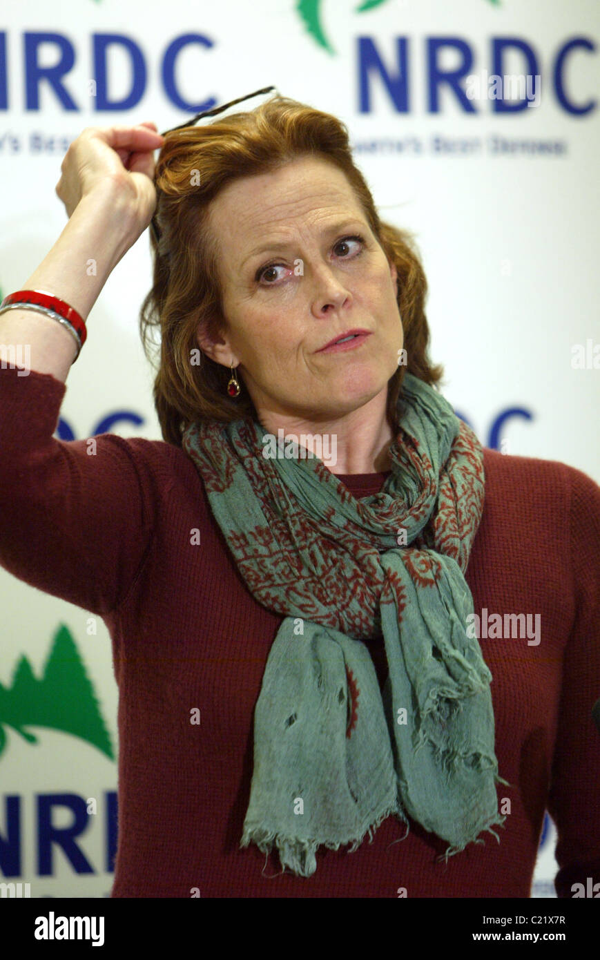 Sigourney Weaver speaks at a Natural Resources Defense Council (NRDC ...