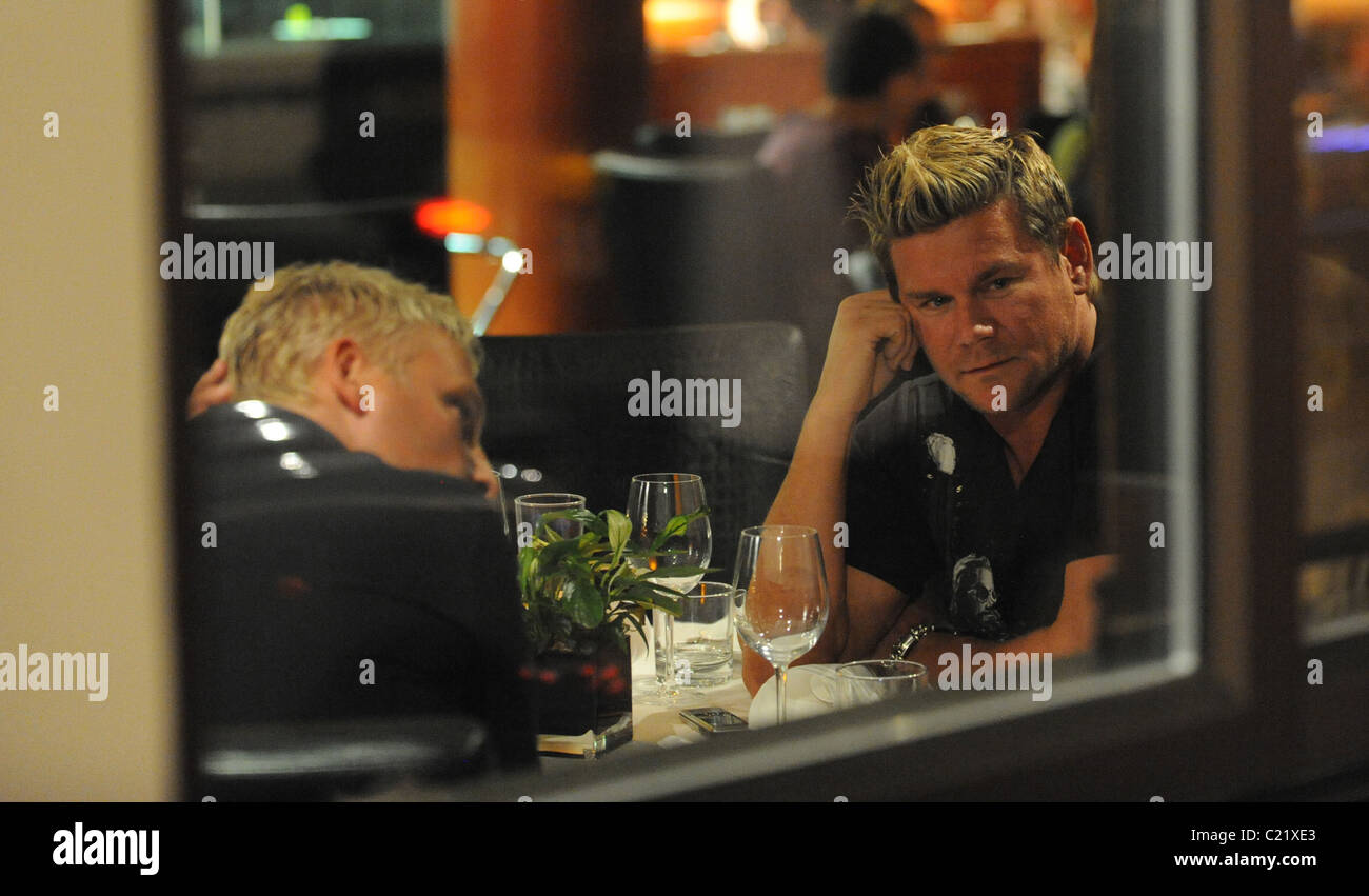 Phil Turner and Gary Cockerill having a night out at the May Fair Hotel ...