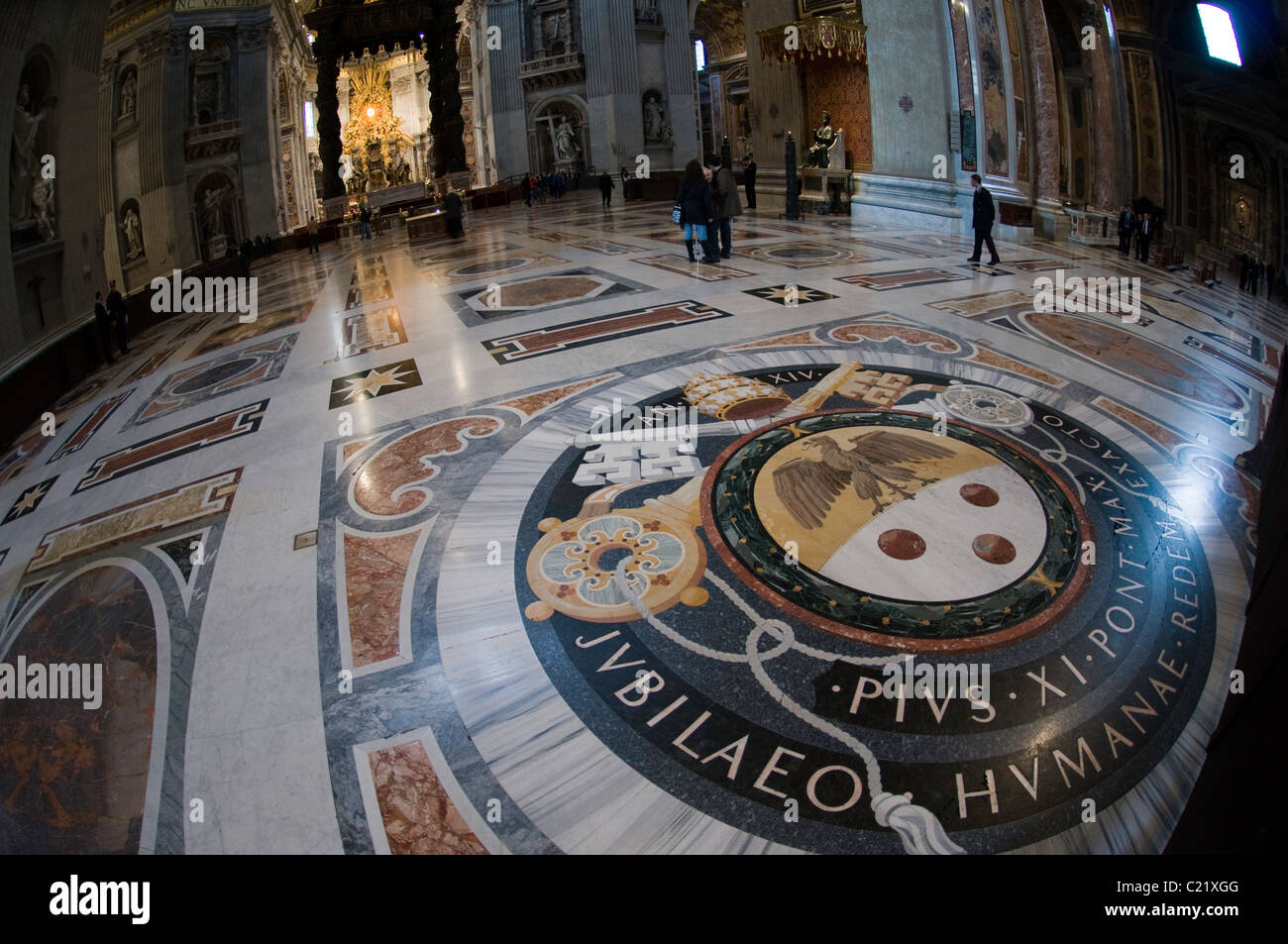 Papal seal on the floor in St. Peter's Basilica, Rome, Italy Stock ...