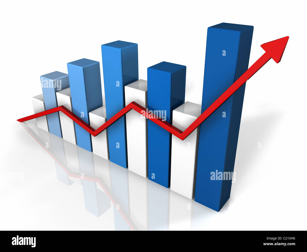 Dual graph with a red arrow directing upwards Stock Photo - Alamy