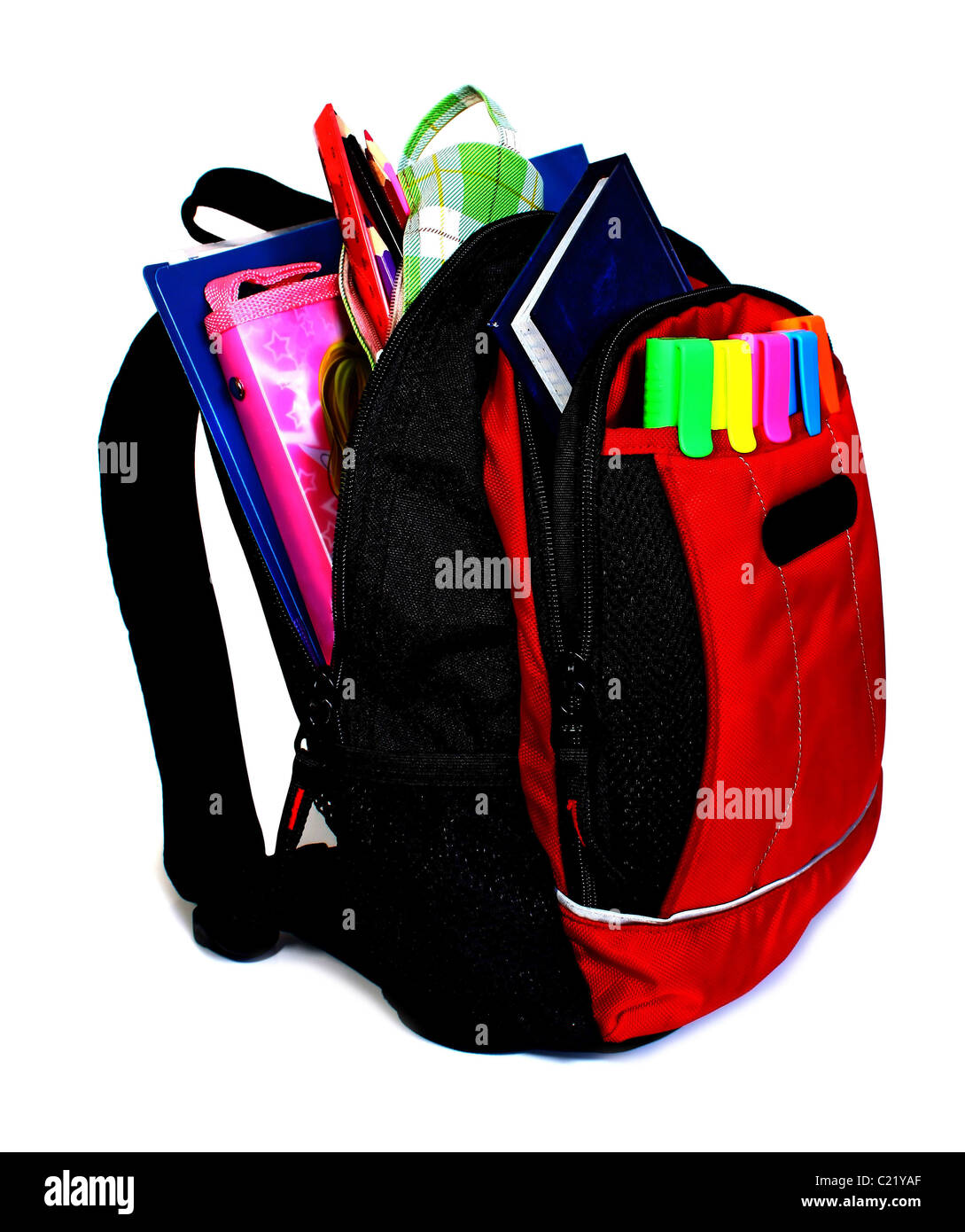 school backpack isolated on white background Stock Photo - Alamy