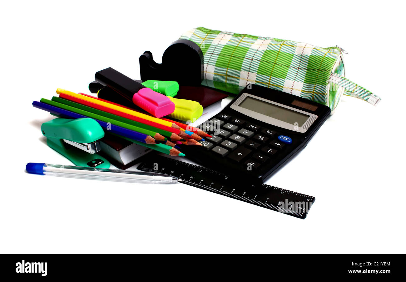 set for school isolated on white background Stock Photo - Alamy