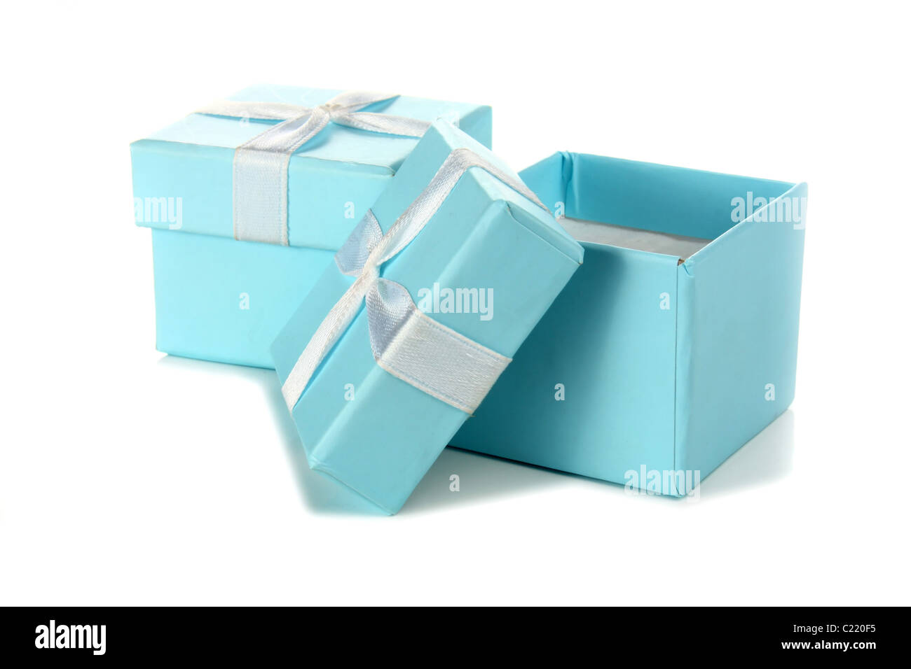 two blue box isolated on white background Stock Photo - Alamy