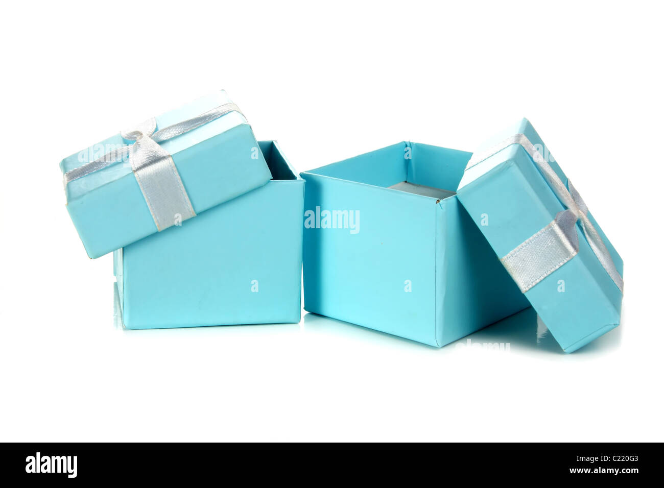 two open blue box isolated on white background Stock Photo - Alamy
