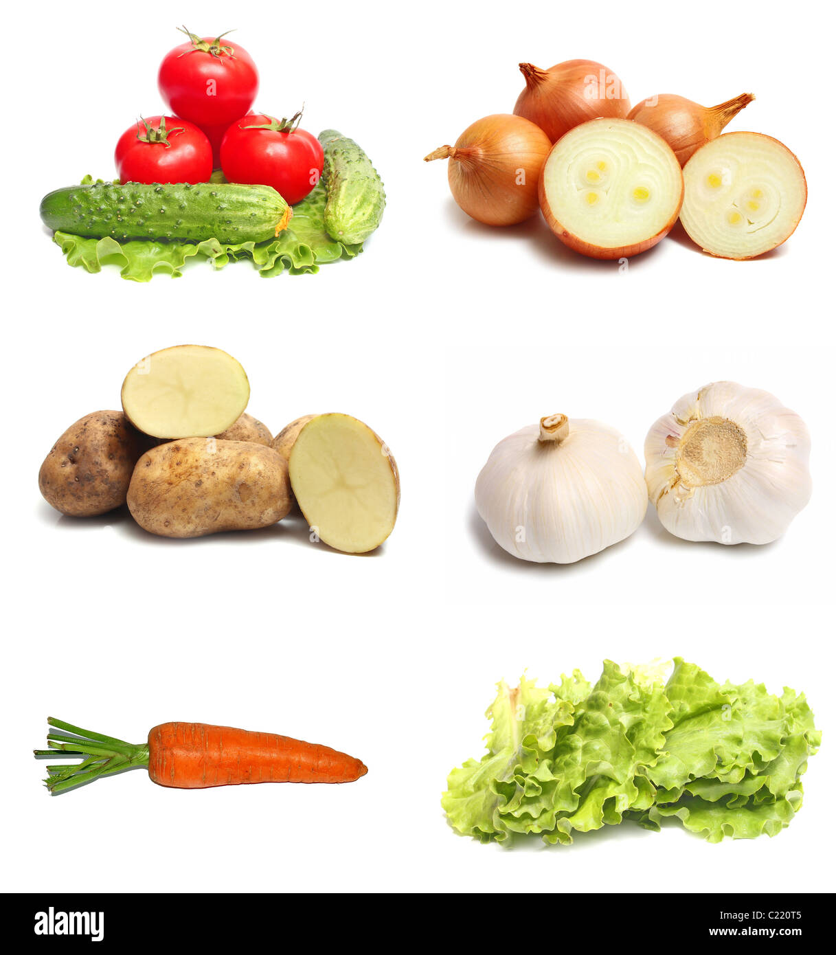 much fresh vegetables isolated on white background Stock Photo - Alamy