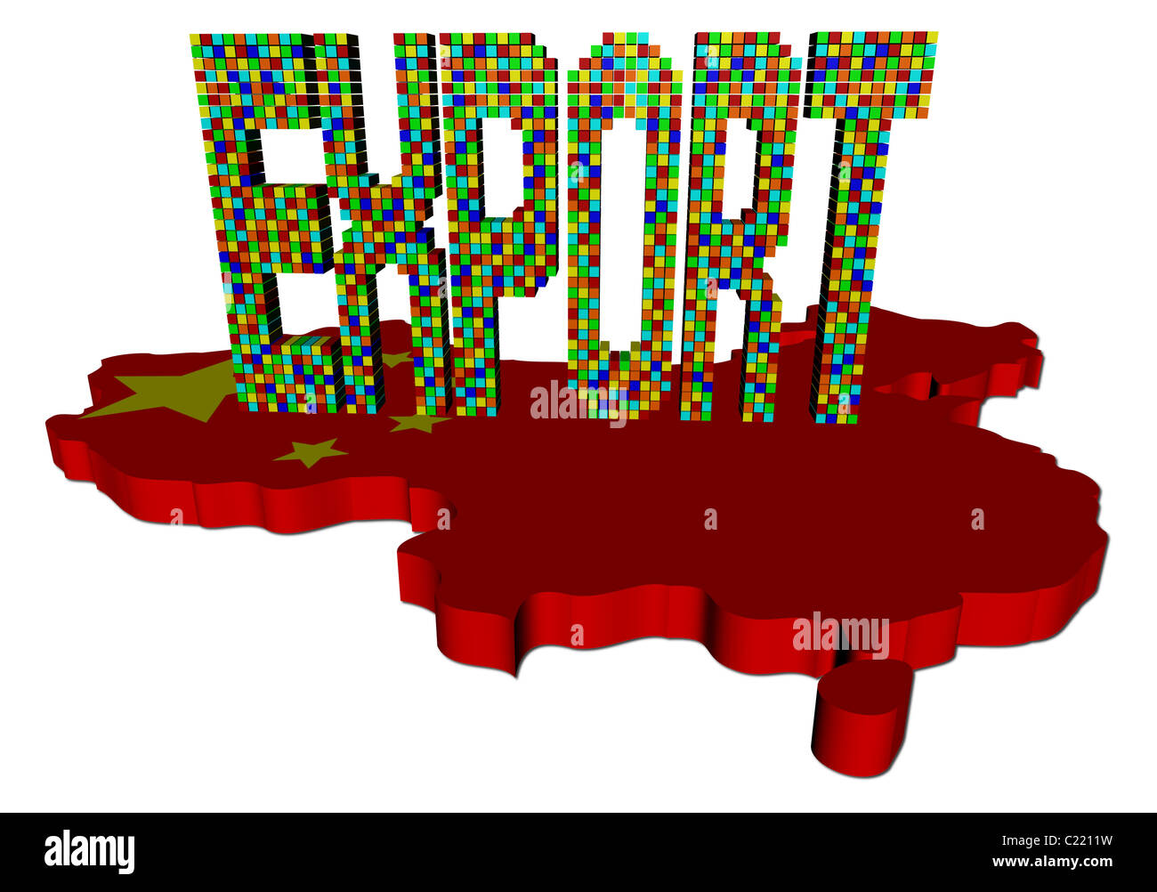 Export text made of containers on China map flag illustration Stock ...